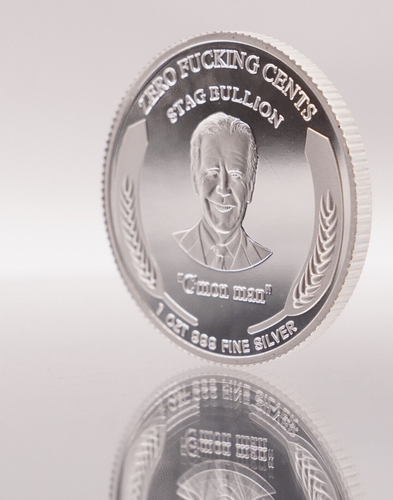 Joe Biden C'mon man Zero Cents colored enamel 1oz 999 Silver art bar ...