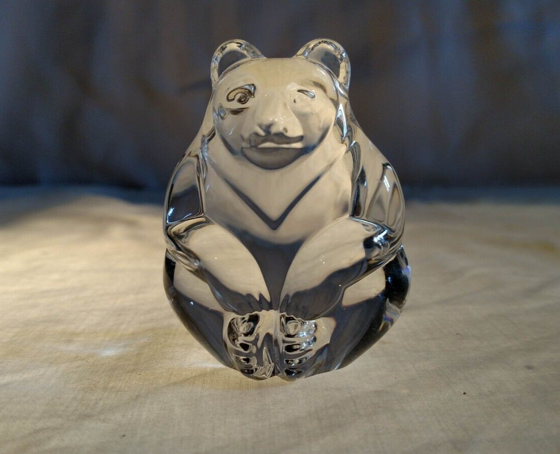 Steuben Glass BEAR Hand Cooler Rare Crystal Animal Ornament Paperweight ...