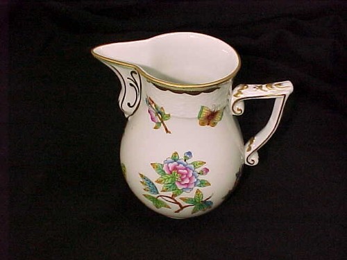 Orig HEREND HUNGARY Hand Painted QUEEN VICTORIA Pattern PORCELAIN CREAM ...