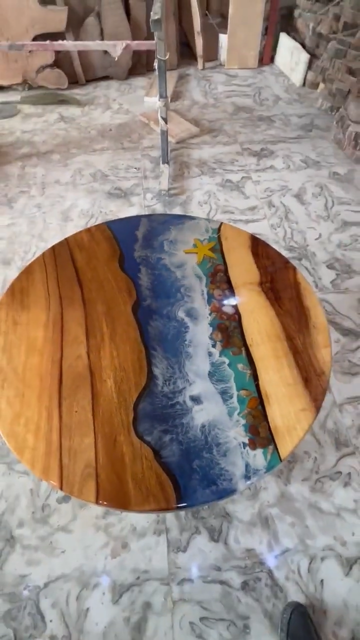 Transparent Teal Epoxy Table, Custom River Table, Dining Table, Coffee ...