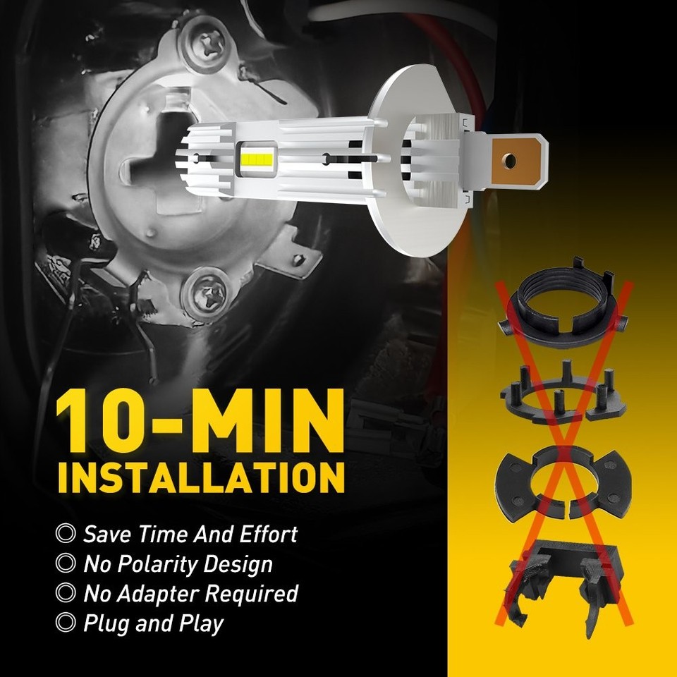 4x H1 LED Headlight Bulbs Conversion Kit High Low Beam Super Bright ...