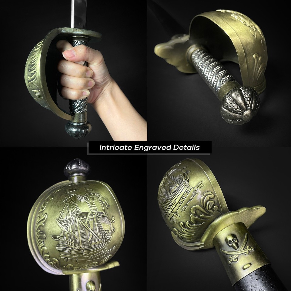 PS Caribbean Pirate Sword Pirate Cutlass Saber Sword. (Basket Guard ...
