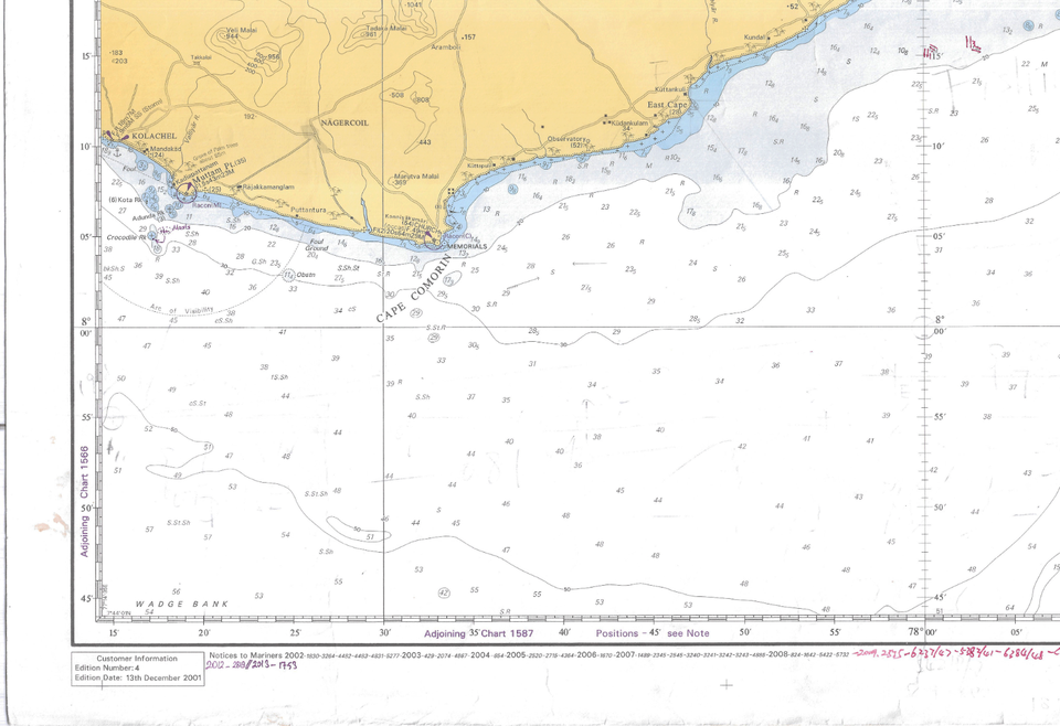 1586 Pamban Cape Comorin India Sri Lanka Chart Map Maritime Marine ...