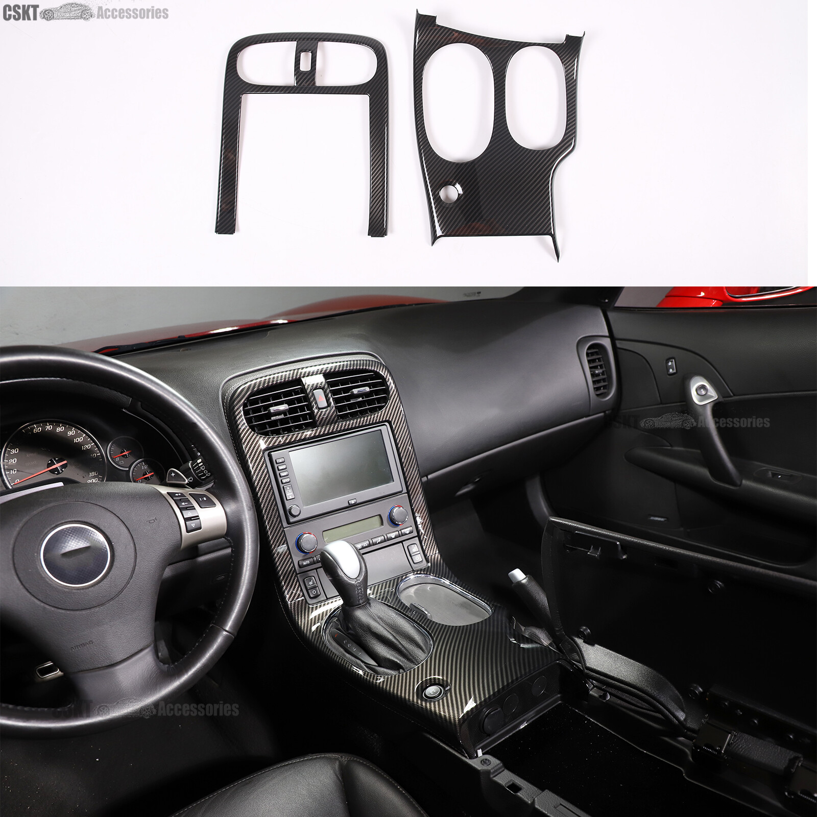 Fits 05-13 Corvette C6 Interior Dash Frame ABS Carbon Fiber Tirm Cover ...