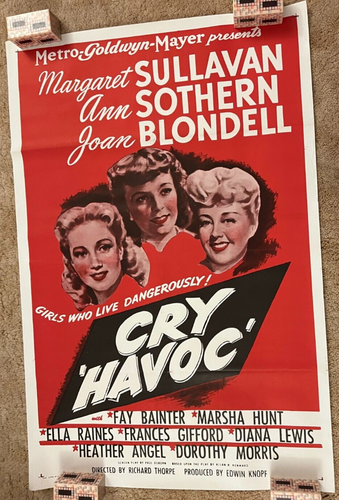Rolled Cry Havoc 1943 Movie Poster 27x41 Margaret Sullavan Ann