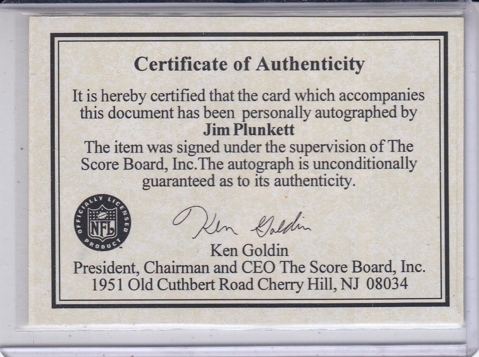 JIM PLUNKETT 1996 Classic SP Autograph #SP7 Raiders | eBay