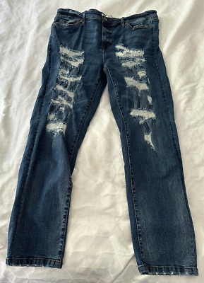 REFINERY REPUBLIC DENIM BLUE JEANS 38X32 PANTS MARCA DISTRESSED | eBay