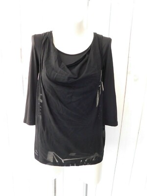 Puma Black Draped Racerback Layered 3/4 Sleeve Top - Size Small | eBay