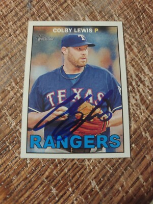 Colby Lewis Autographed 2016 Topps Heritage Signed Baseball Card #317 ...