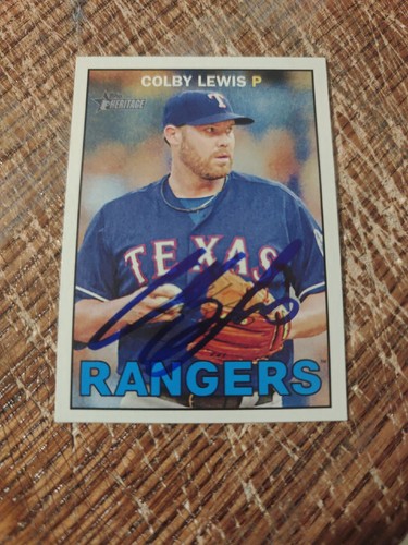 Colby Lewis Autographed 2016 Topps Heritage Signed Baseball Card #317 ...