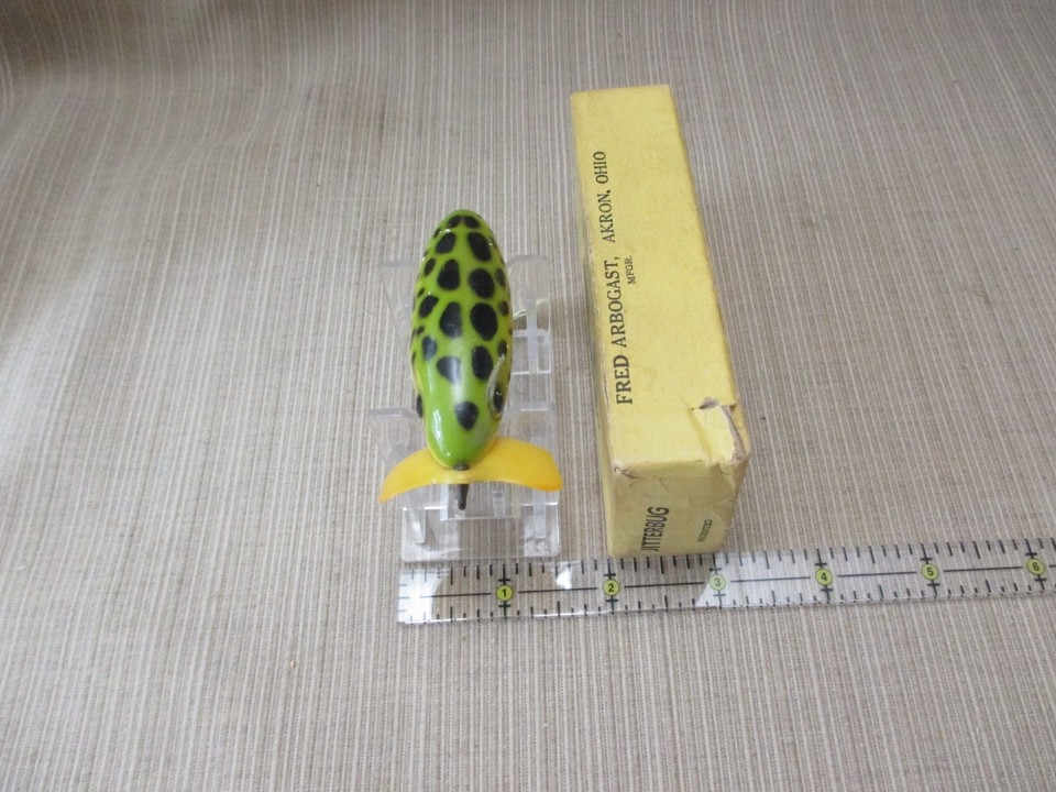Fred Arbogast WOOD JITTERBUG FROG SPOT PLASTIC LIP WIRE RIG Fishing ...