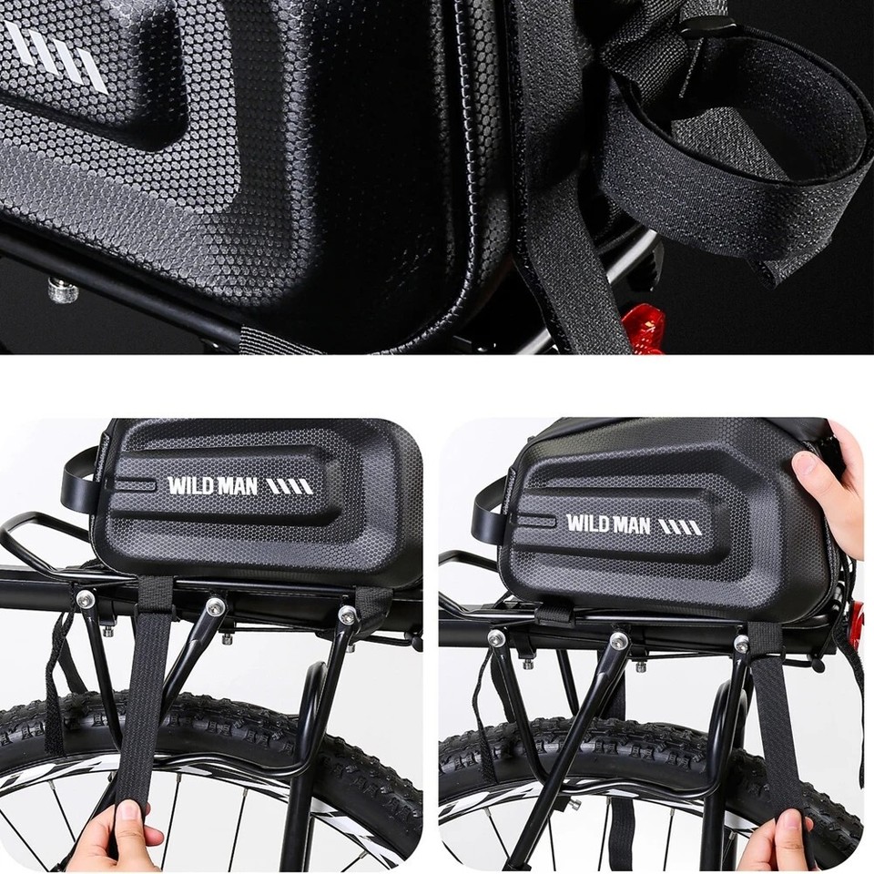 WILD MAN 4L Bicycle Rear Seat Bag Waterproof Electric Bike Rack Trunk ...