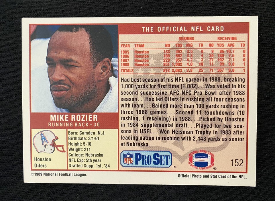 1989 Pro Set - #152 Mike Rozier | eBay
