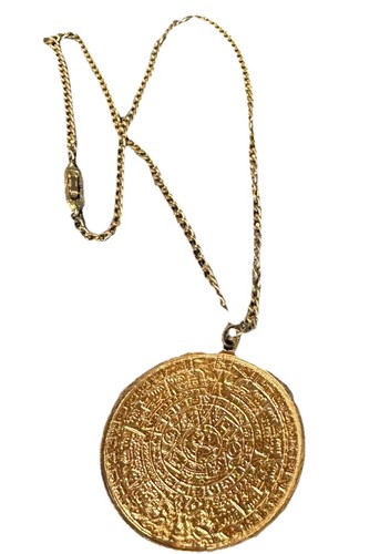 Napier Vintage Sun God Aztec 2”Medallion Necklace, Chain 12” | eBay