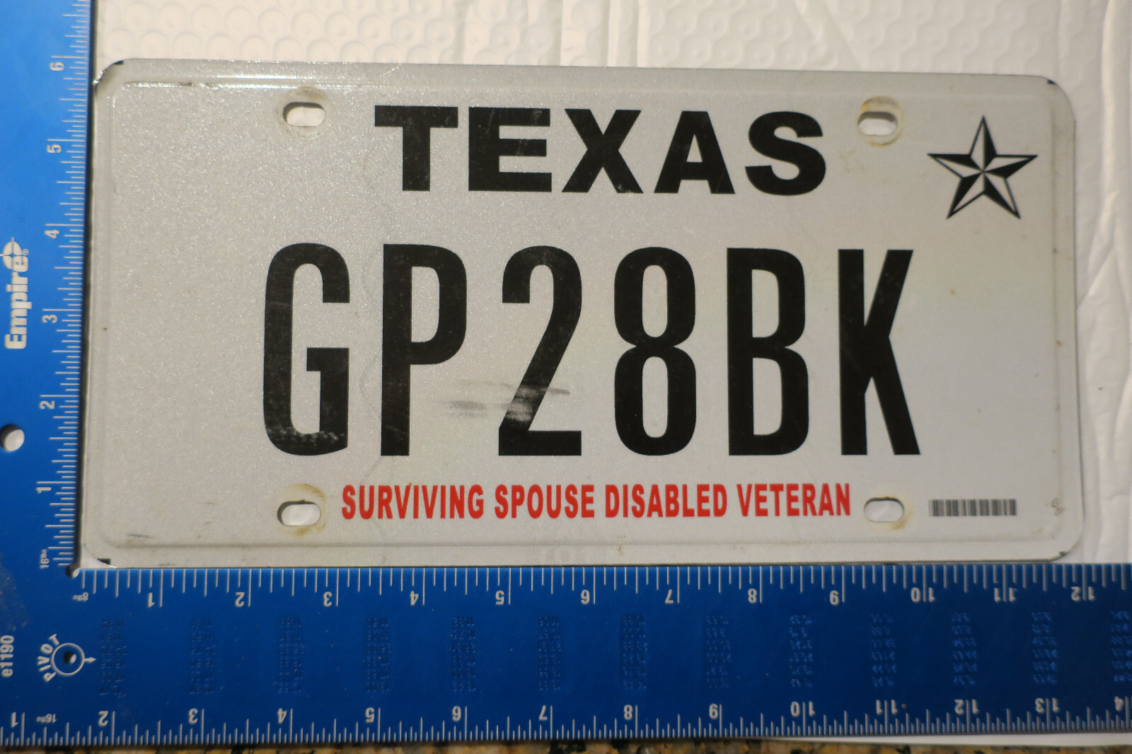 Texas License Plate Tag Surviving Spouse Diabled Veteran Vet US ...