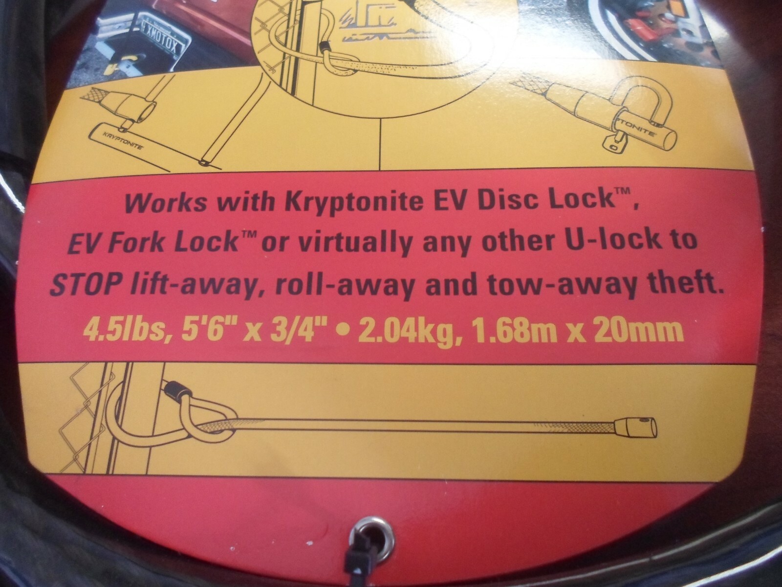 NOS Kryptonite Barbed Wire Heavy Duty Motorcycle 3/4" Security Cable 5 ...