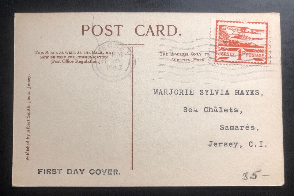 1943 Occupied Jersey England Channel Island Postcard Cover FDC The ...