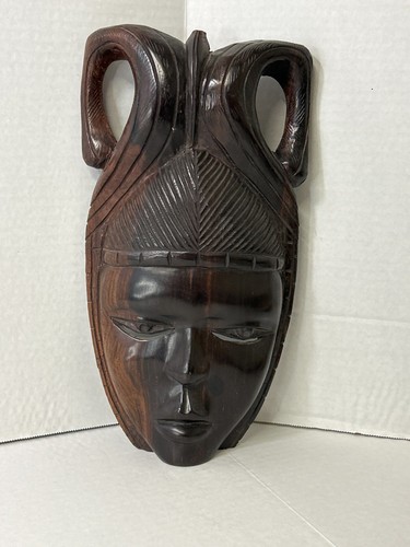 Vintage Tribal Wooden Mask - Hand-Carved Woman Face Wall Art, 14.5x6.5 ...