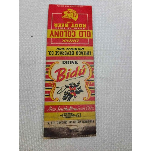 Drink Bidu New South Americal Cola Drink Old Colony Root Beer Matchbook ...