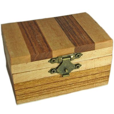 Decorative Small Wood Trinket Box With Striped Pattern | eBay