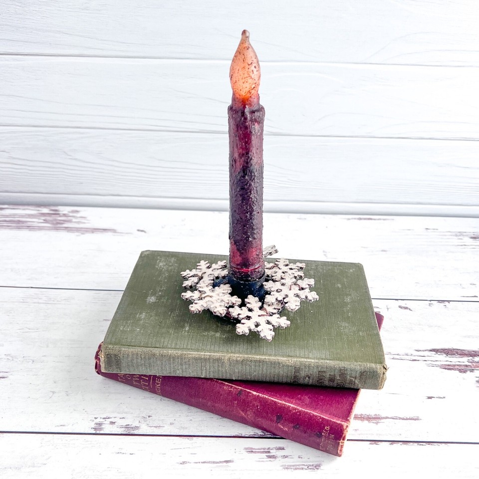 Wooden Glitter Vintage Style Snowflake Candle Ring / Wreath 1.5" Inner ...