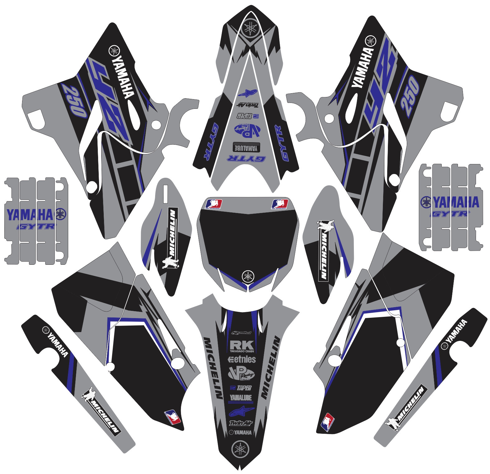Graphics for Yamaha YZ 250 YZ250 2021 decals sticker Gray | eBay