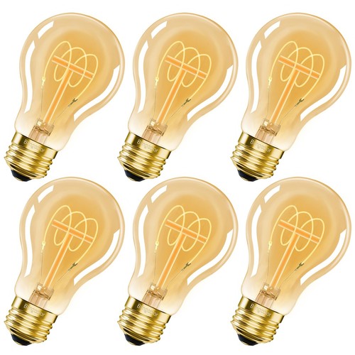 A19 Vintage LED Edison Light Bulbs 40 Watt, 6 PACK E26 Dimmable 4W LED ...