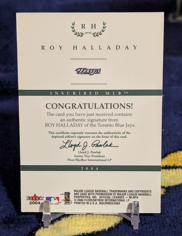 HOF ROY HALLADAY 2004 Fleer Inscribed Autograph Auto #RH Toronto Blue ...