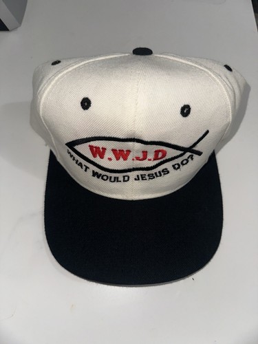Vintage WWJD Hat Cap Strapback white What Would Jesus Do? Wool Blend ...