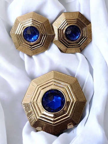 VINTAGE LADY REMINGTON LR GEOMETRIC DESIGN EARRINGS AND BROOCH SIGNED ...