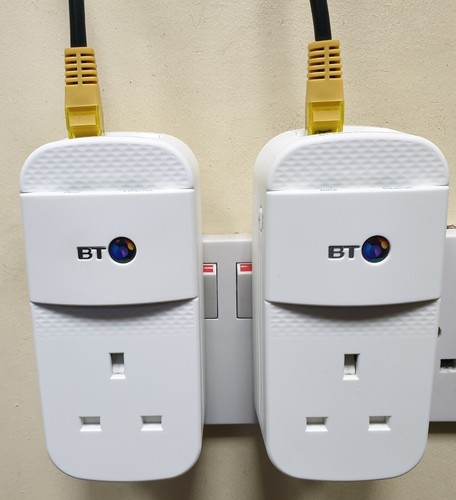 2 x BT Mini Connector 1GB 1000Mbps Powerline Adapters Homeplugs + 2 x ...