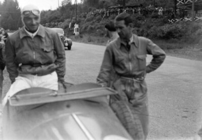 Francesco Severi climbs out of the Alfa Romeo 8C 2900A 1936 Racing Old ...