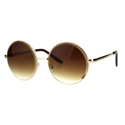 Womens Fashion Sunglasses Round Circle Frame Beveled Lens Shades UV 400 ...