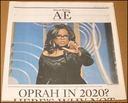 1/9/2018 Chicago Tribune Newspaper Oprah Winfrey Golden Globe Awards # ...