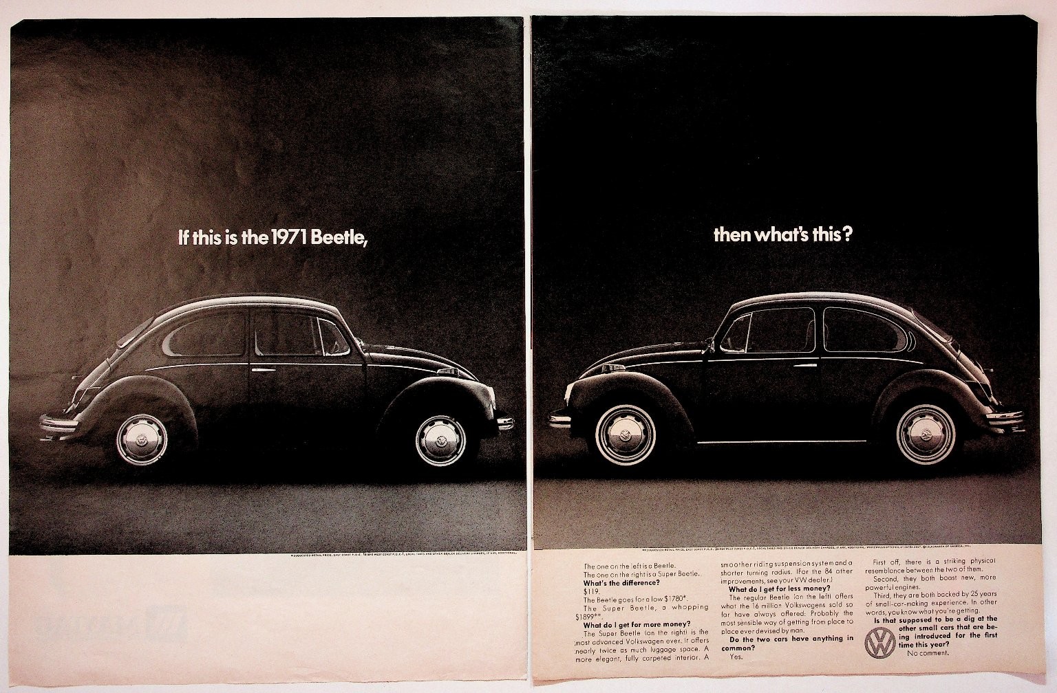 Volkswagen VW 1971 Beetle Super Beetle Magazine Ad Original Print Black ...