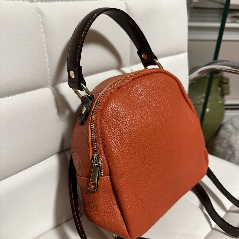 Divina Firenze Orang leather Convertible Top Handle Backpack Crossbody ...