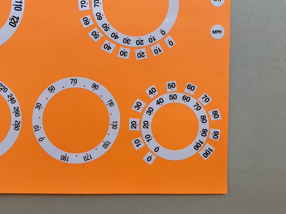 SPEEDO OVERLAY CONVERSION KIT STICKERS MPH or KPH WHITE SPEEDOMETER ...