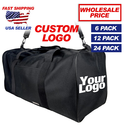 Custom Logo Black Duffel Duffle Bag Luggage Sport Gym Bag Team Training ...
