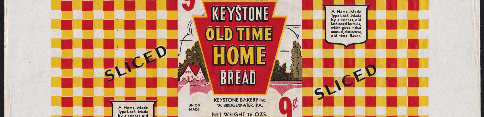 Vintage bread wrapper KEYSTONE dated 1943 West Bridgewater PA new old ...