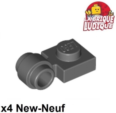 LEGO x4 Piatta Modified 1x1 Clip Anello Foro Grigio Scuro/Dark B Gray ...