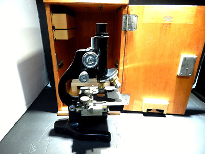 ERNST LEITZ WETZLAR (GERMANY) IRON AND BRASS MICROSCOPE W/ CARL ZEISS ...