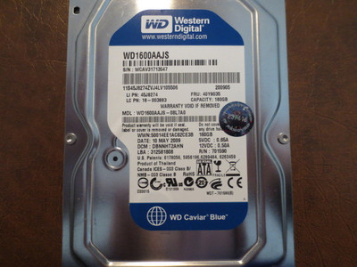 Western Digital WD1600AAJS-08L7A0 DCM:DBNNHT2AHN 160gb 3.5" Sata Hard ...