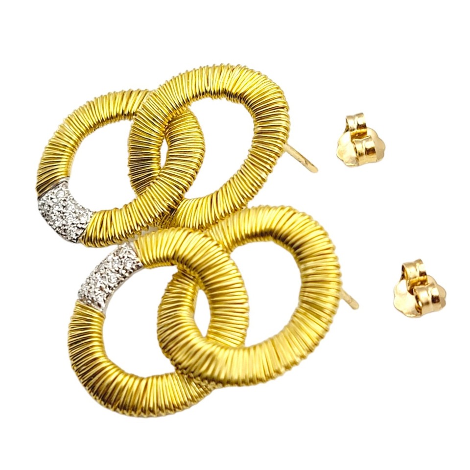 Earrings Diamond Pave Wire Wrapped Hoops Drop Stye 18 Karat White ...