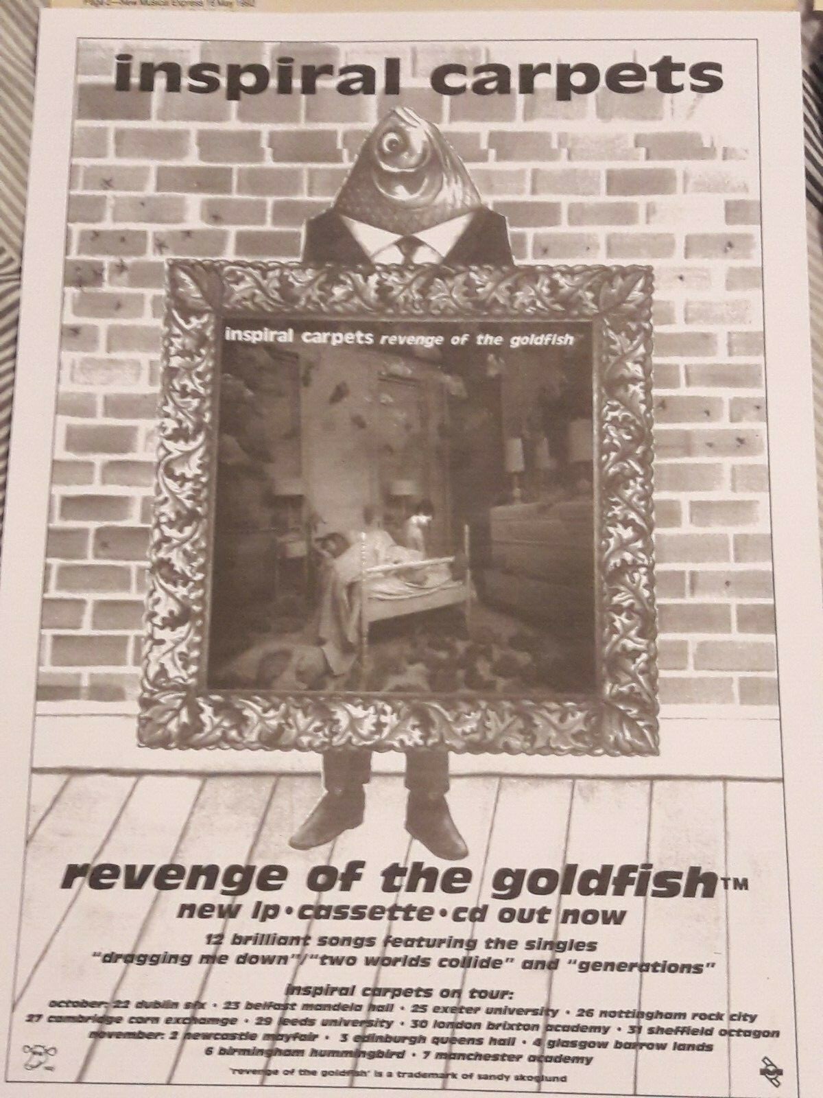 INSPIRAL CARPETS original advert / small poster THIS IS HOW IT FEELS ...