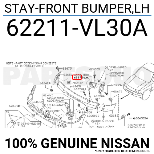 62211VL30A Genuine Nissan STAY-FRONT BUMPER,LH 62211-VL30A | eBay