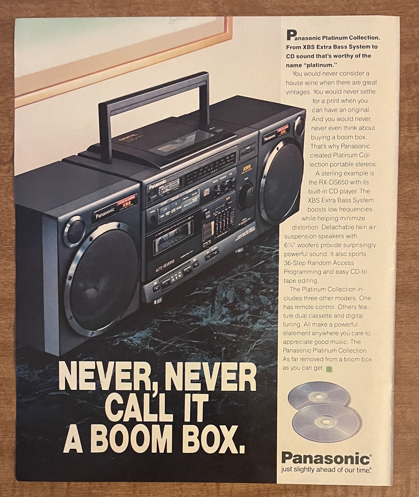 1989 Panasonic Portable Stereo CD Player Boom Box 80s Print Ad | eBay