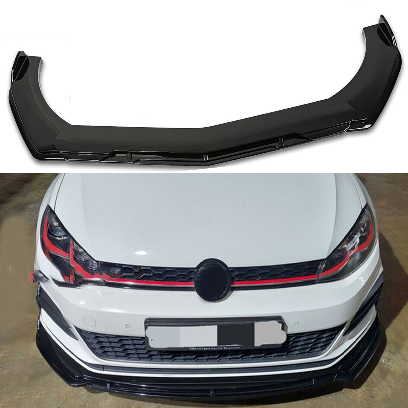 For VW GOLF Front Bumper Lip Spoiler Splitter Glossy Black Body Kit ...
