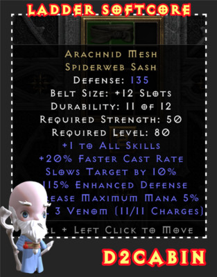 Diablo 2 D2R SC💥Ladder💥Arachnid Mesh Spiderweb Sash💥PC/SWITCH/PS | eBay