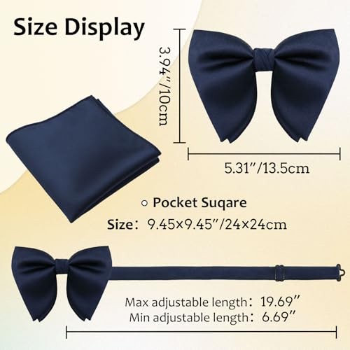 Oversized Bow Ties for Men, Adjustable Pre Tied Mens Bow Tie, Tuxedo ...