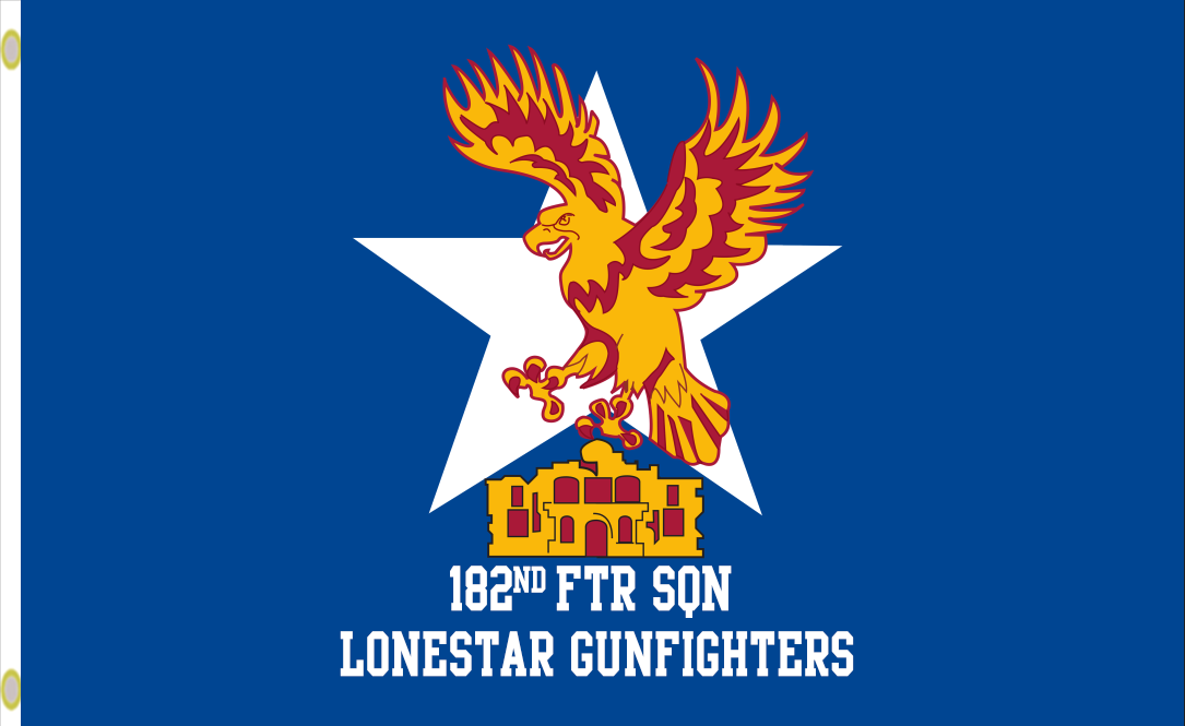 USAF 182nd Fighter Sqn 3x5 ft "Lonestar Gunfighters" Single-Side Flag ...
